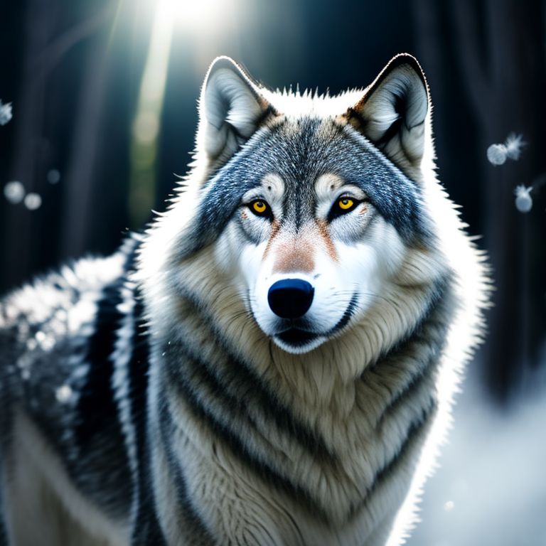 Silver Wolf With Blue Eyes Howling