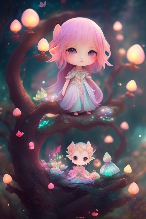windy-spider129: Comfy elvish chibi goddess , 8k