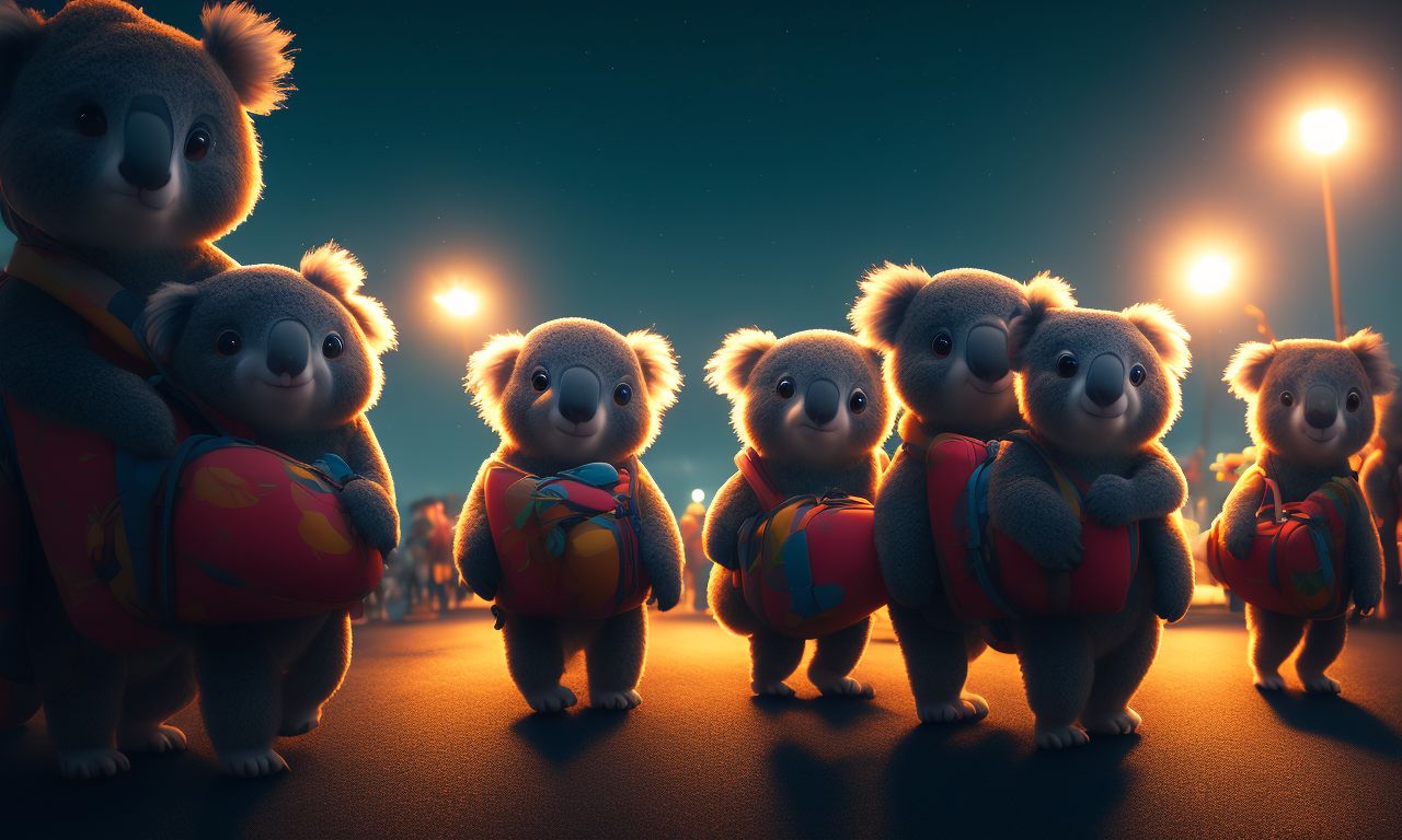 worldly-crow60: crowd of cute fluffy koalas dressed in Hawaiian clothes ...