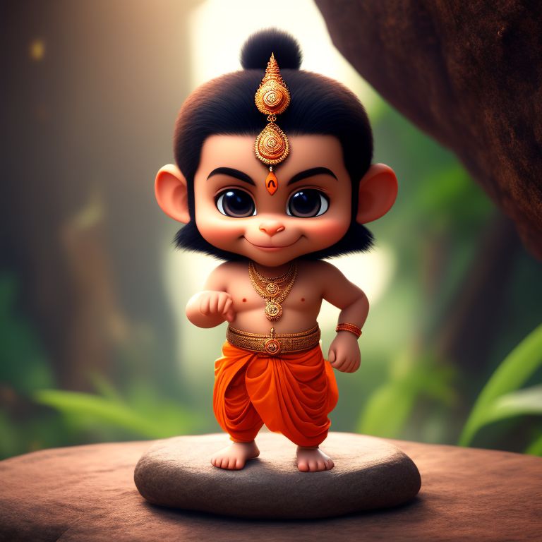some-wolf7: Close up cinematic shot Hindu god baby Hanuman wearing ...