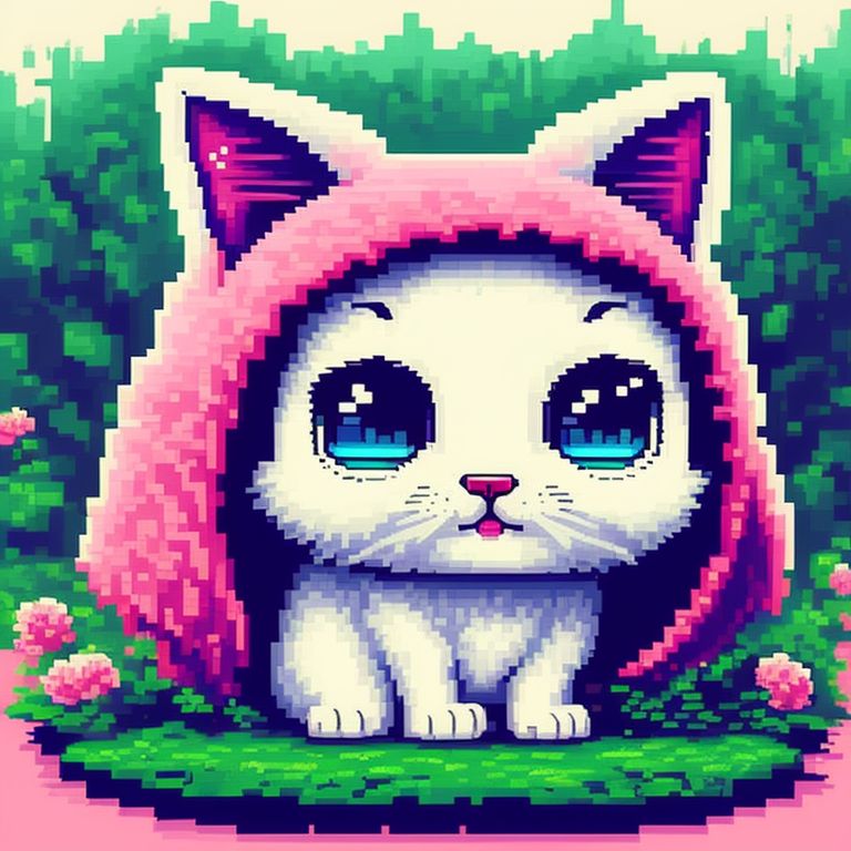 starry-worm954: A cute little cat with big eyes wearing a pink pullover ...