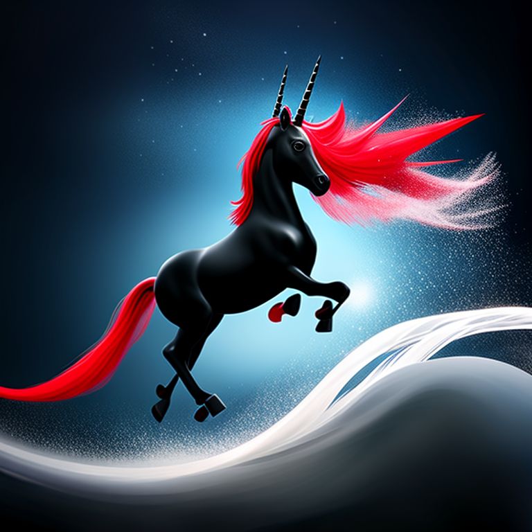Peter.Wirdemo: Black Unicorn Dragon with red wings and tail Rises from ...