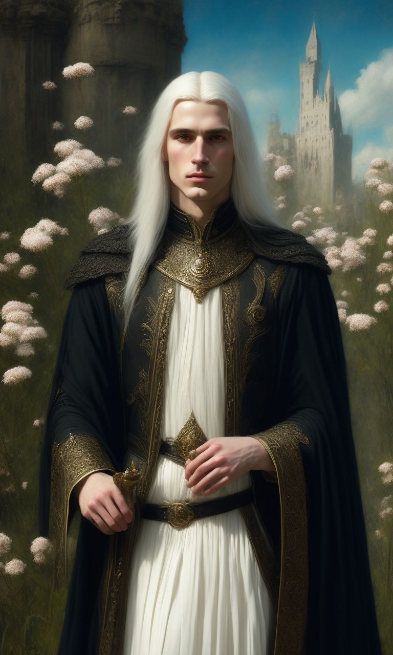 frizzy-bison549: king arthur, long white hair, albino, slender body ...