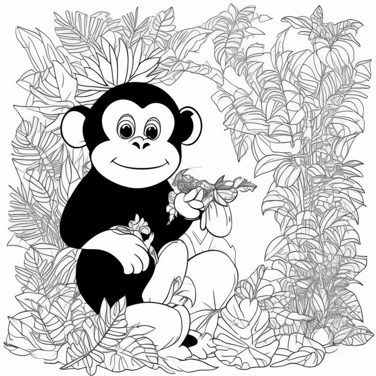 Jungle Coloring Pages Monkey