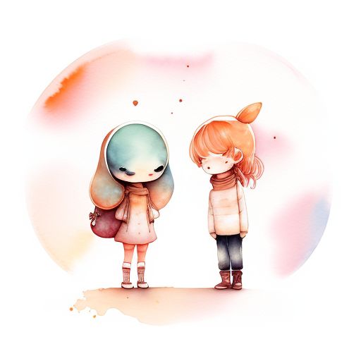 hideous-elk262: Sketch pen style art of a chibi alien with a human girl