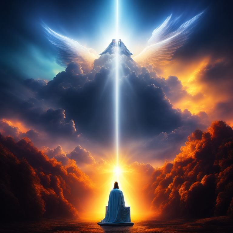 dull-fish635: God on his holy and luminous throne giant angels covering ...