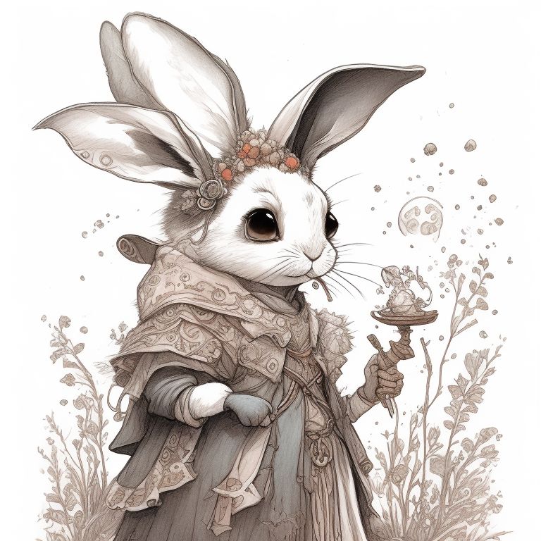 Wink: Female anthropomorphic Rabbit, d&d wizard in a wasteland, eating ...