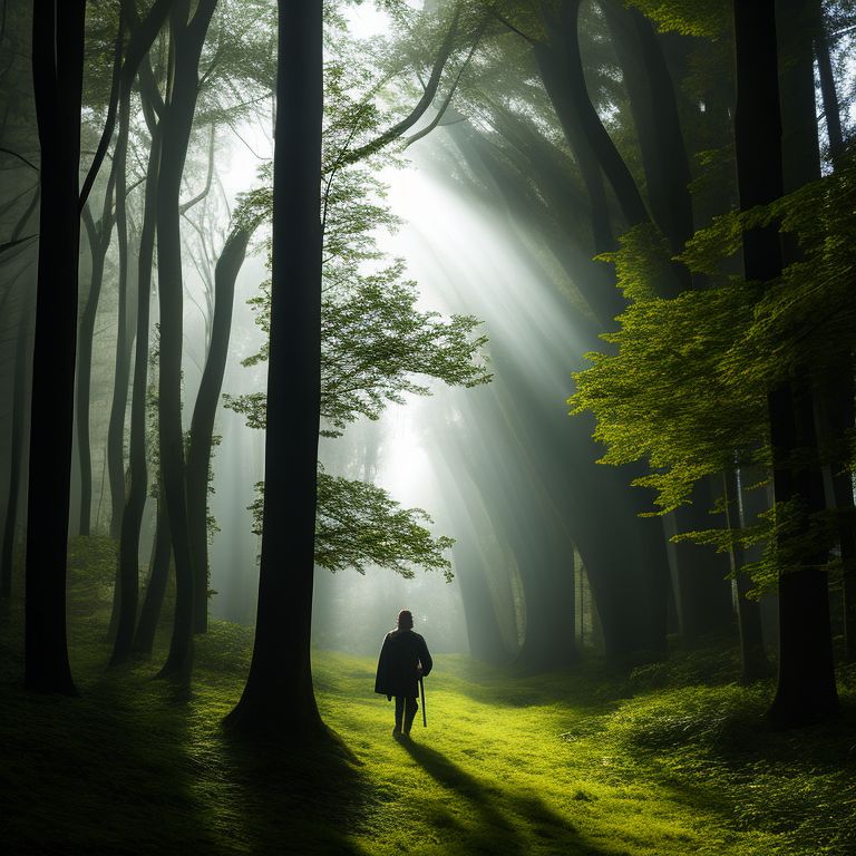 Norian: hobbit walking through the dark forest