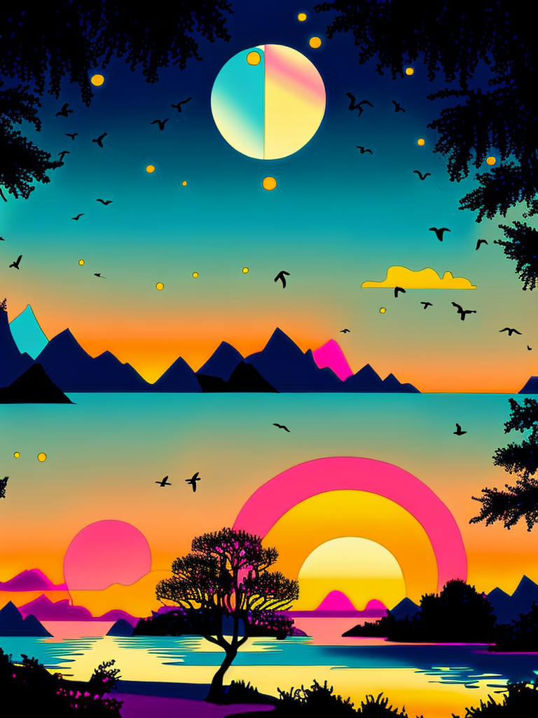 Geoffvanstone: Scenic landscape, 8k, symmetrical, dusk, vivid colors ...