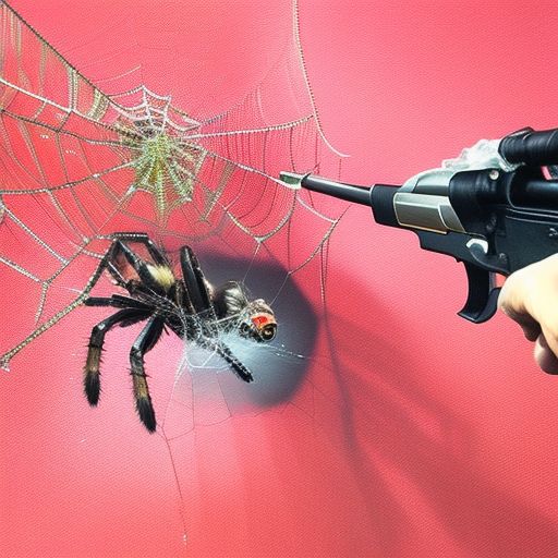 modern-koala857: A big spider in a cobweb with someone pointing a gun ...