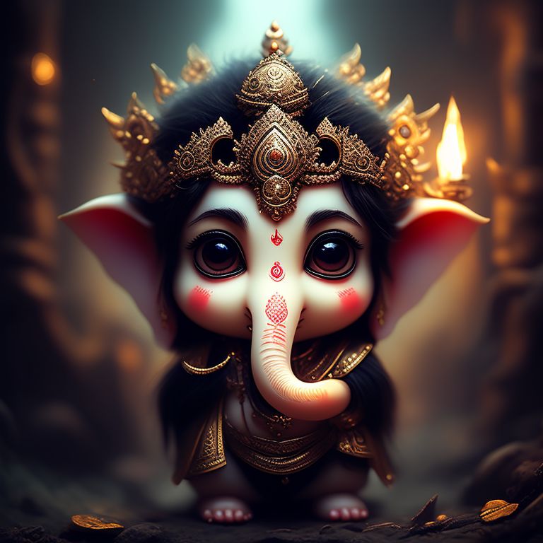 gentle-emu989: very cute tiny, cute lord ganesh god , rim lighting ...