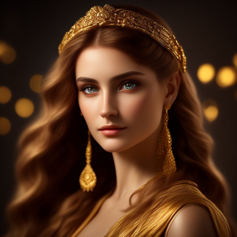 Rudro1234: greek goddess with golden eyes and golden hair