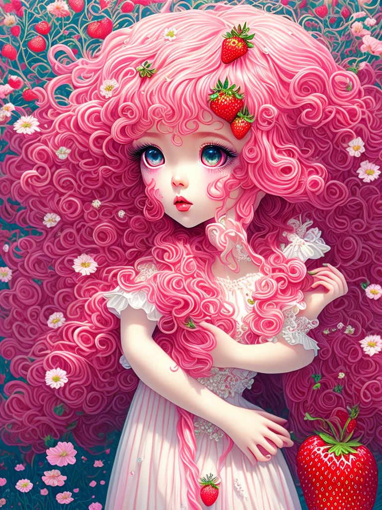 Mermaid_Song: Strawberry princess wearing a white dress with ...
