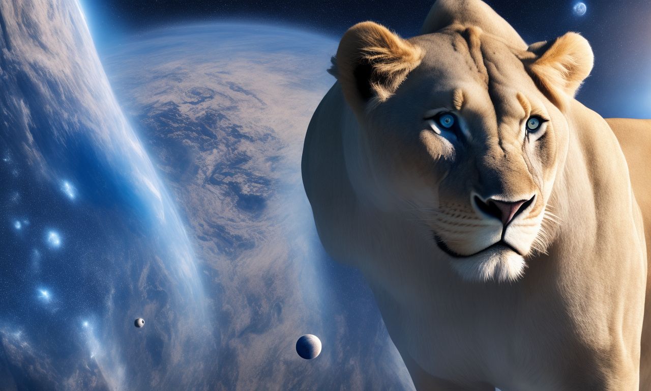 White Lioness With Blue Eyes