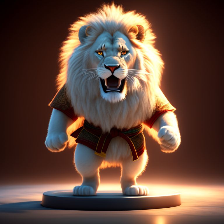 arctic-emu138: ferocious lion practicing martial arts in his white ...