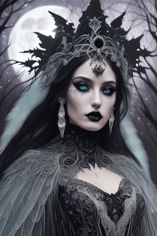 dead-manatee675: beautiful dark angel, wear crystal crown, gothic style ...