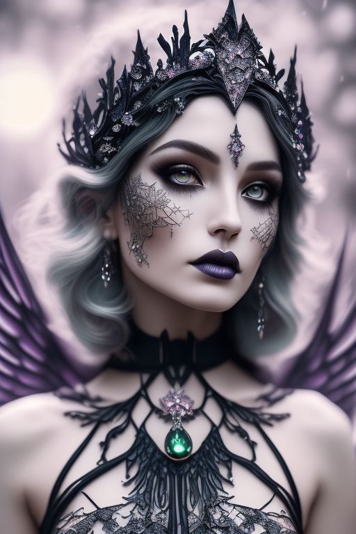 dead-manatee675: beautiful dark angel, wear crystal crown, gothic style ...
