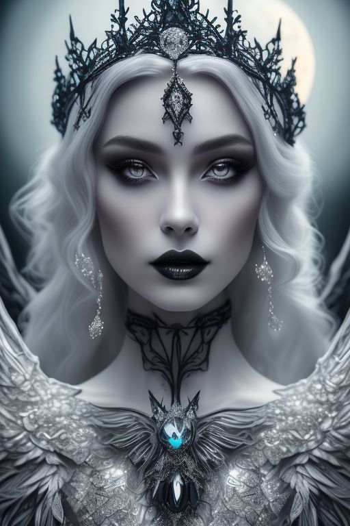 dead-manatee675: beautiful dark angel, wear crystal crown, gothic style ...