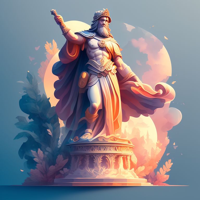 addison: (a heroic statue), from ancient times, watercolor style ...