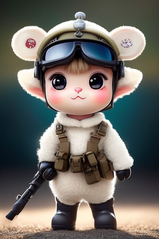 bari: A cute little lamb World War II machine gun pilot with hat ...
