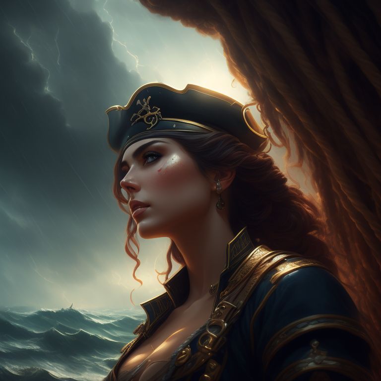 SilverCama: a beautiful female pirate, with an eye patch. background ...