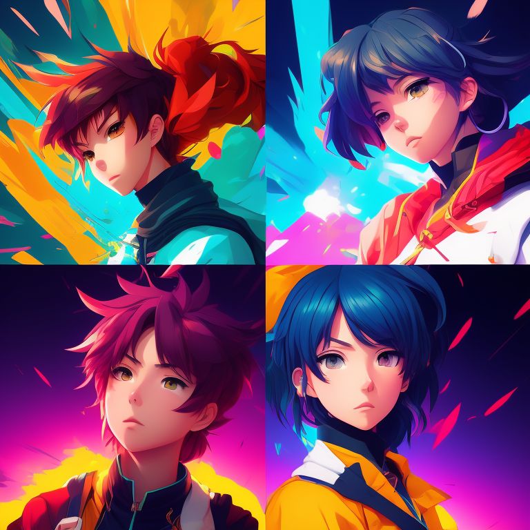 SilverCama: Split screen, four anime teenager