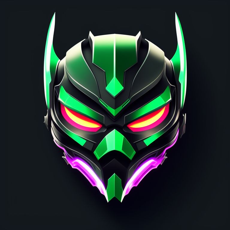 silent-magpie62: a green and black samurai mask on a white background ...