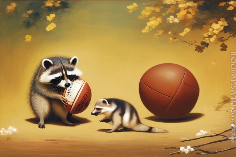 serious-seal254: a young raccoon playing with a rugby ball