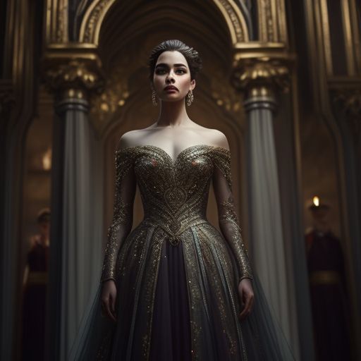 Fedoraxsa: A timid woman adorned in shimmering attire.