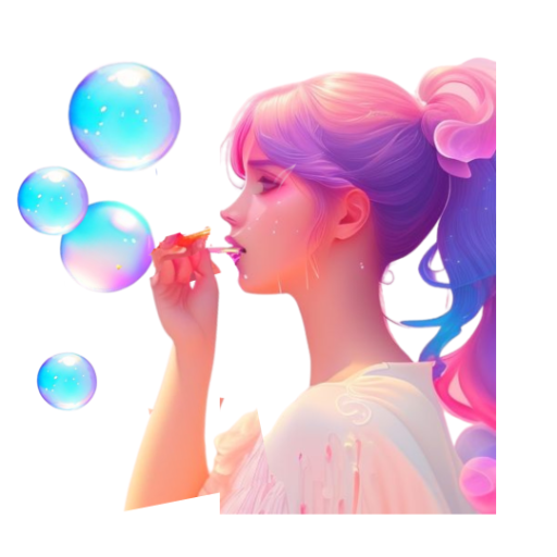 AndreaMarques: portrait beauty, young ,with a straw in her mouth and blowing soap bubbles, a ...