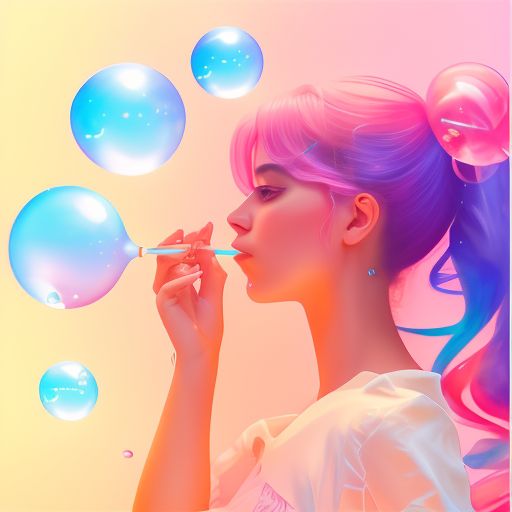 AndreaMarques: portrait beauty, young ,with a straw in her mouth and blowing soap bubbles, a ...