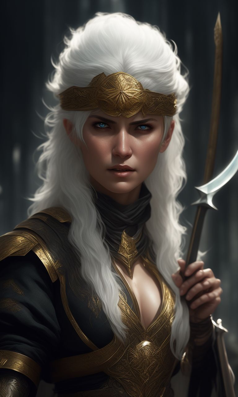 portly-monkey58: Woman cleric with white hair and a blindfold