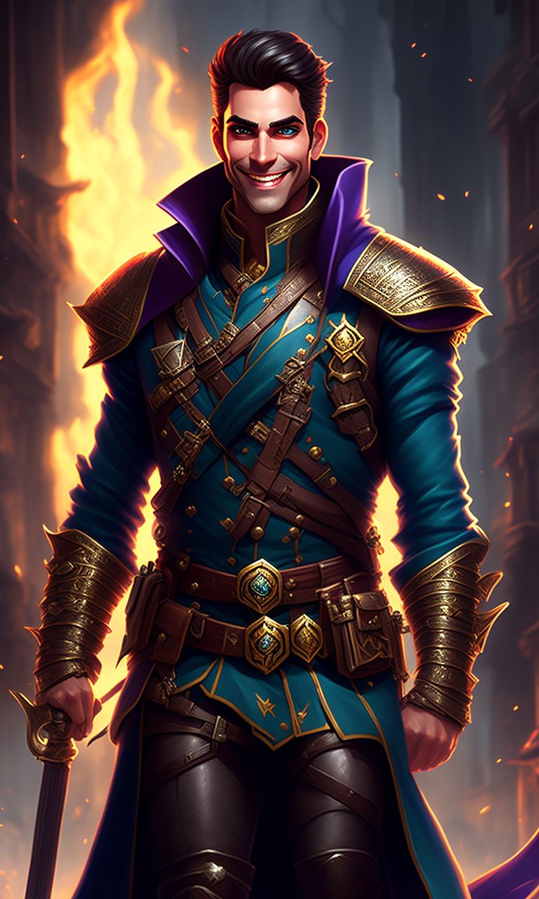 each-narwhal324: Fantasy, male, handsome, smiling, rogue trader, magic ...