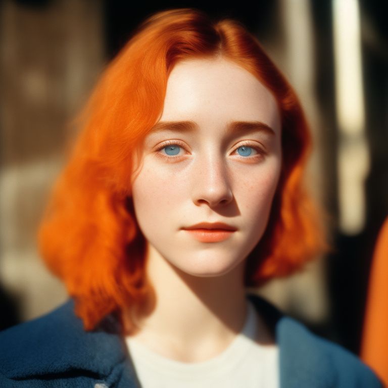 Ou: Young Saoirse Ronan with vivid orange hair cascading down her ...