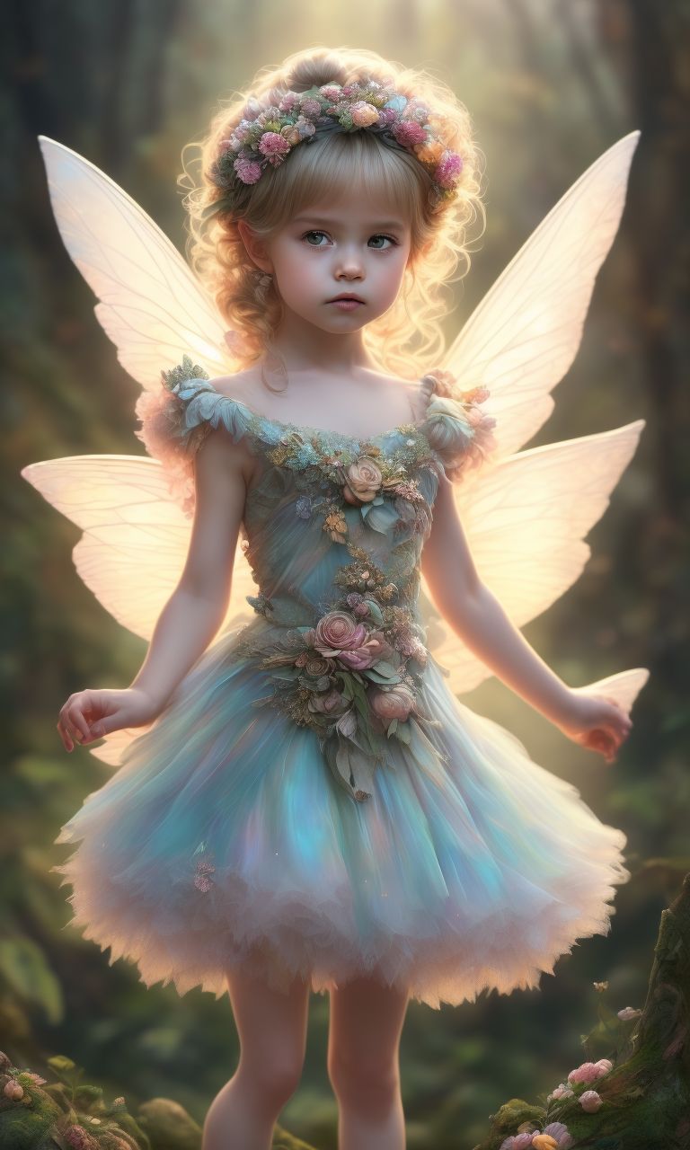 an adorable photorealistic full body perfect cute forest fairy toddler ...