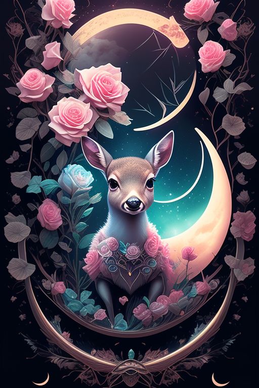 Mermaid_Song: the baby deer, roses, moon moth, moon phases , black ...
