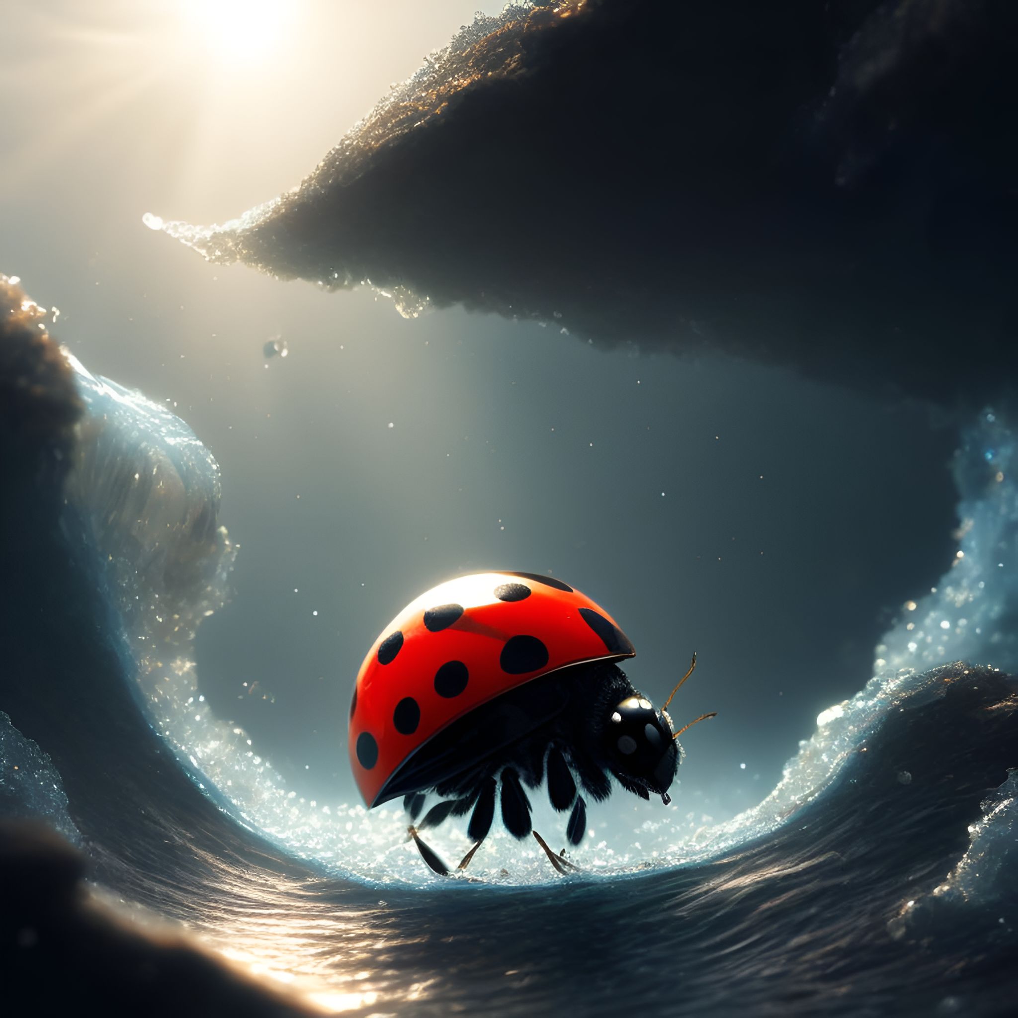 addison: a small and beautiful lady bug on top of a large translucent ...
