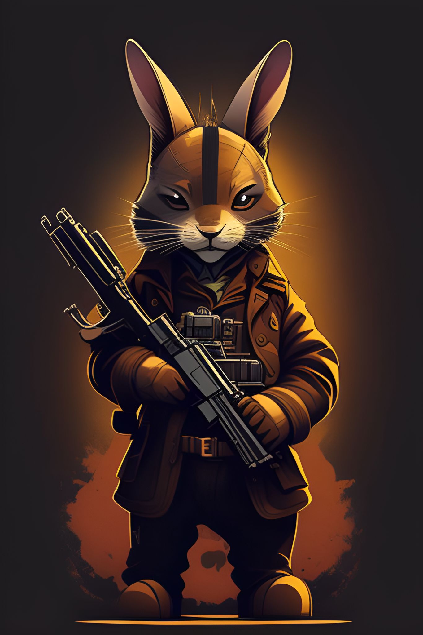 ginanperdana: cute rabbit holding a gun