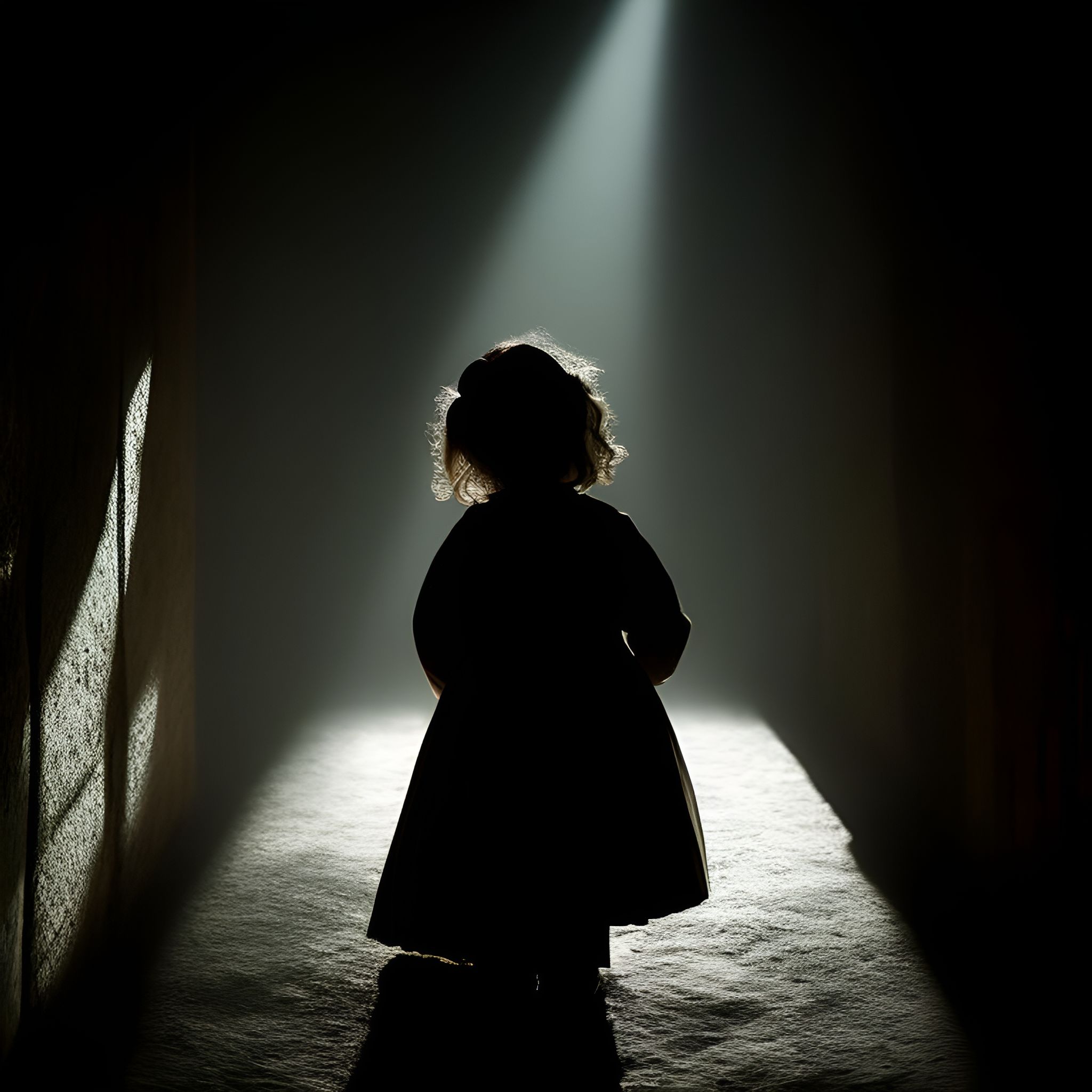 addison: A low angle portraying creepy dolls casting heavy shadows in ...