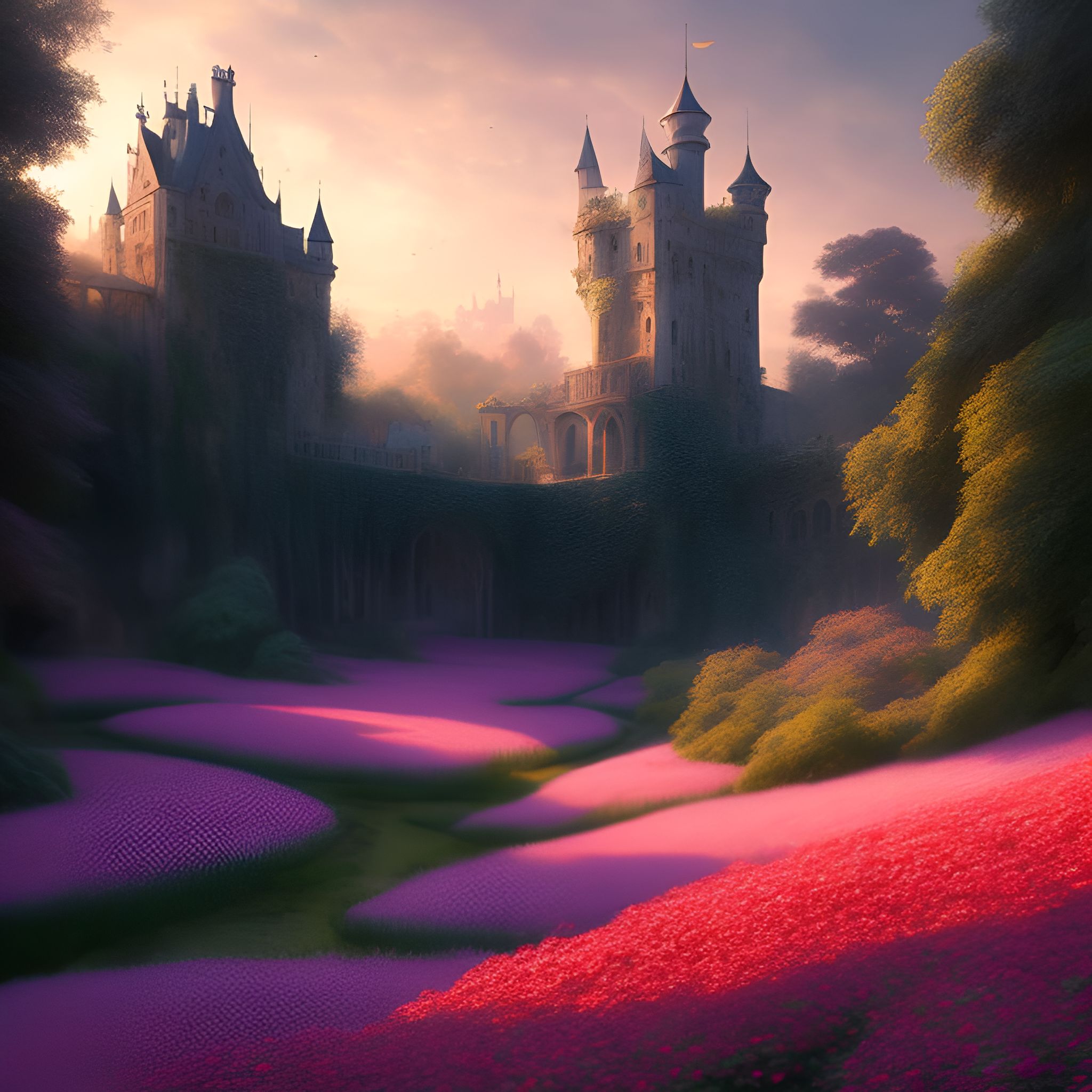 fran-ramos-df: Beautiful, decorated castle garden at sunset. Lovely ...