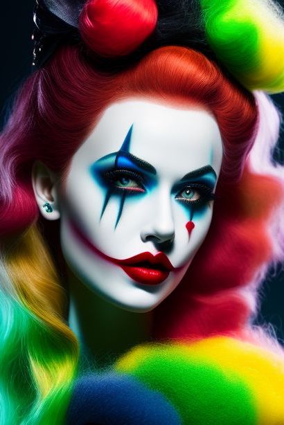 Naglauamorda: (masterpiece, highest quality, best) The clown's face lit ...