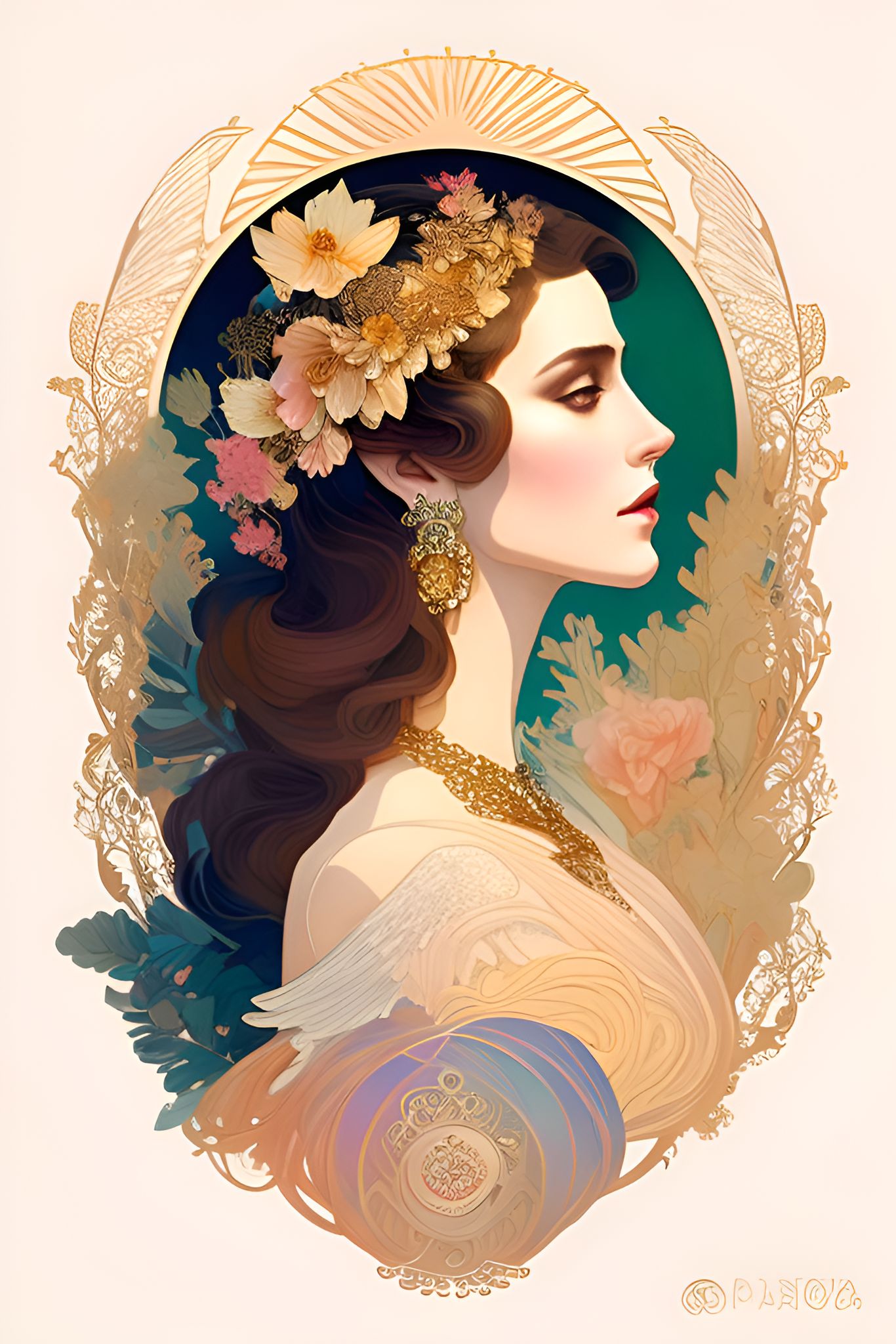 gigiodekor: front woman, sun, moon, wings, nouveau, alphonse mucha ...