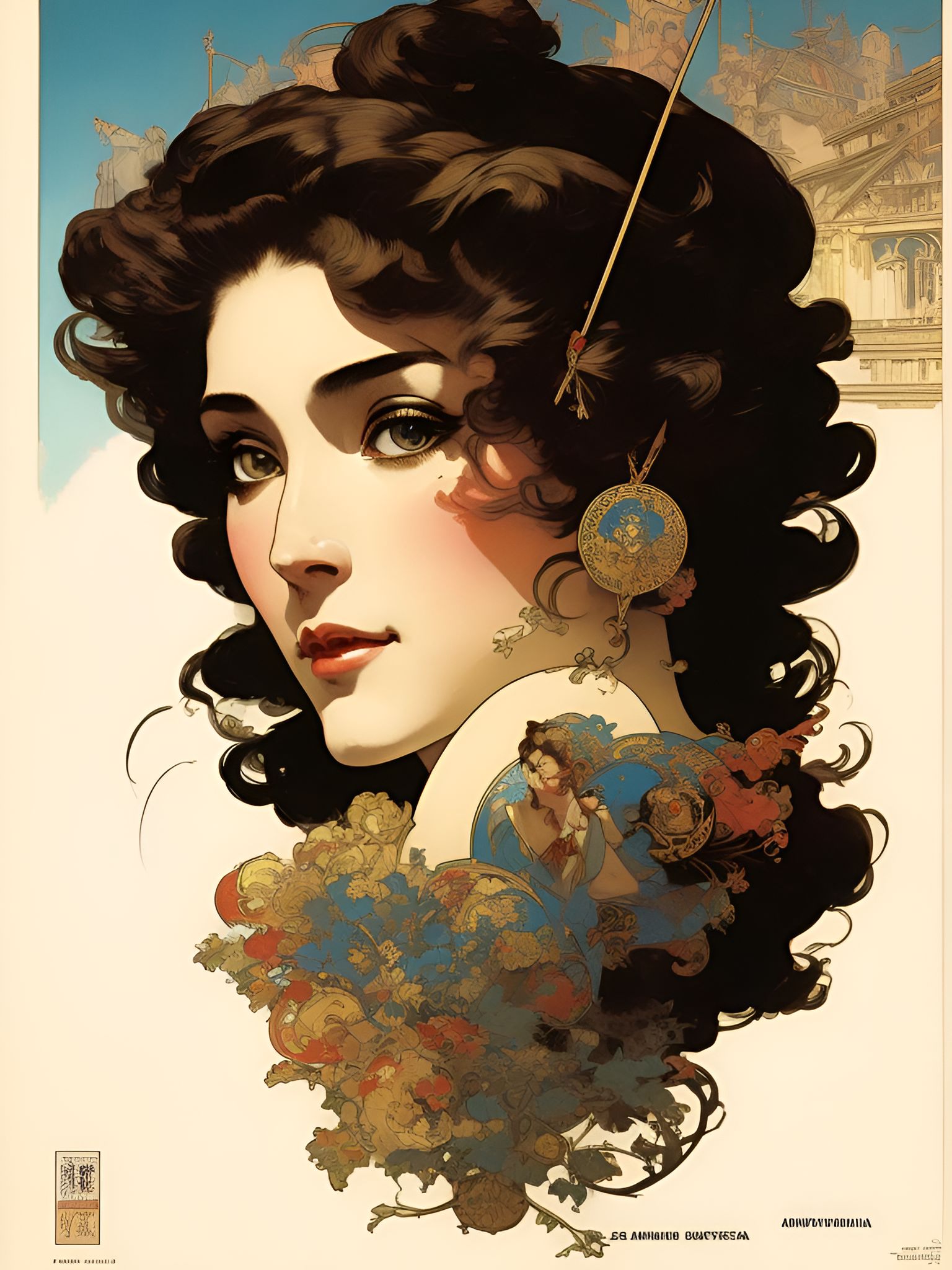 gigiodekor: woman bat , nouveau, alphonse mucha, antique, ornaments