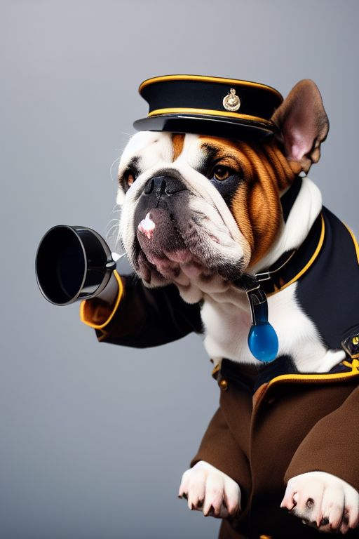 MidastheFool: A bulldog dog dressed as a detective, wearing a sleek ...