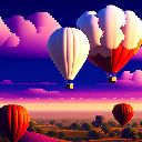 plush-jaguar499: Hot air balloons in the sky with puffy clouds in the ...