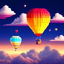 plush-jaguar499: Hot air balloons in the sky with puffy clouds in the ...