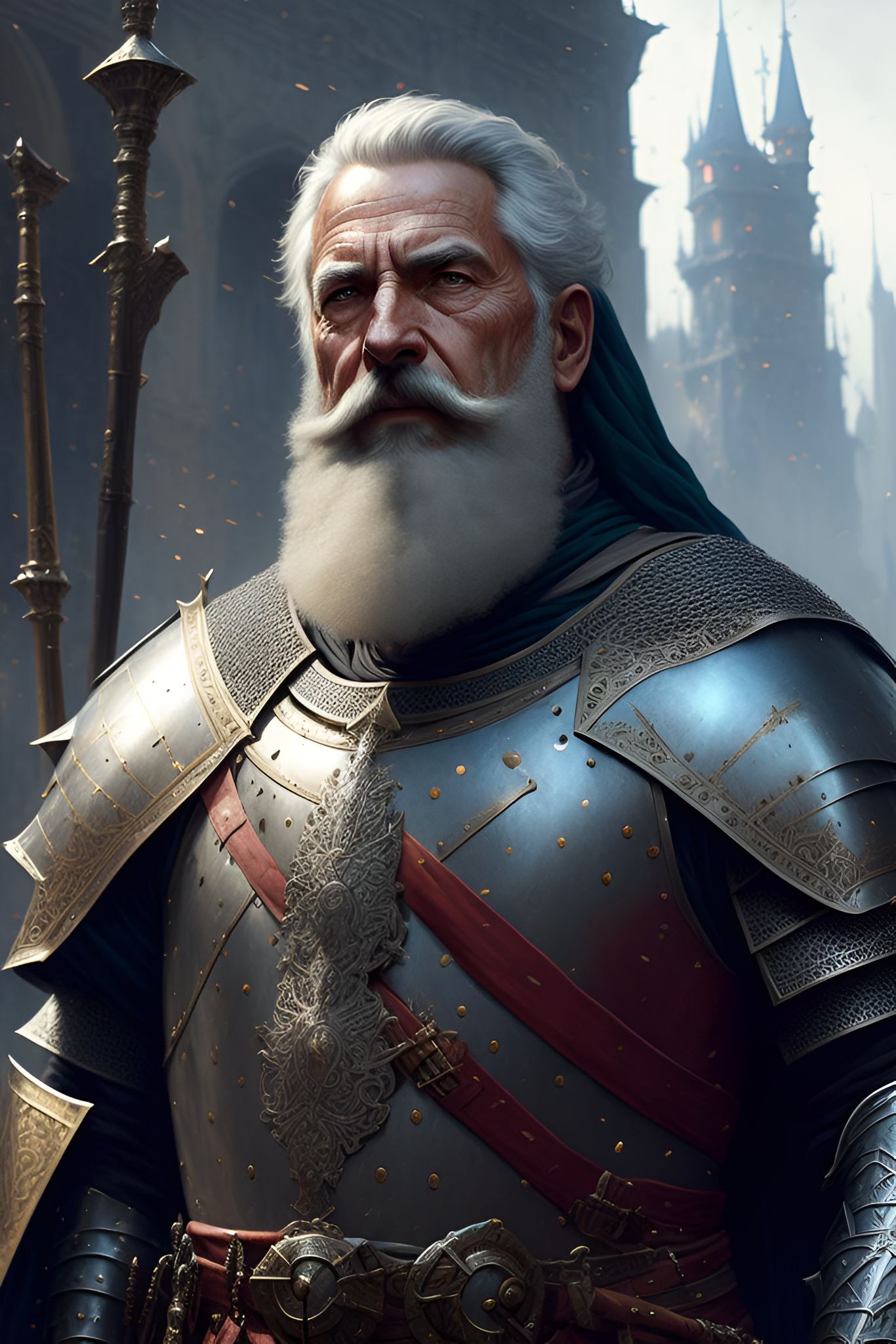 fran-ramos-df: Old male knight in armor with tabard. Medium gray hair ...