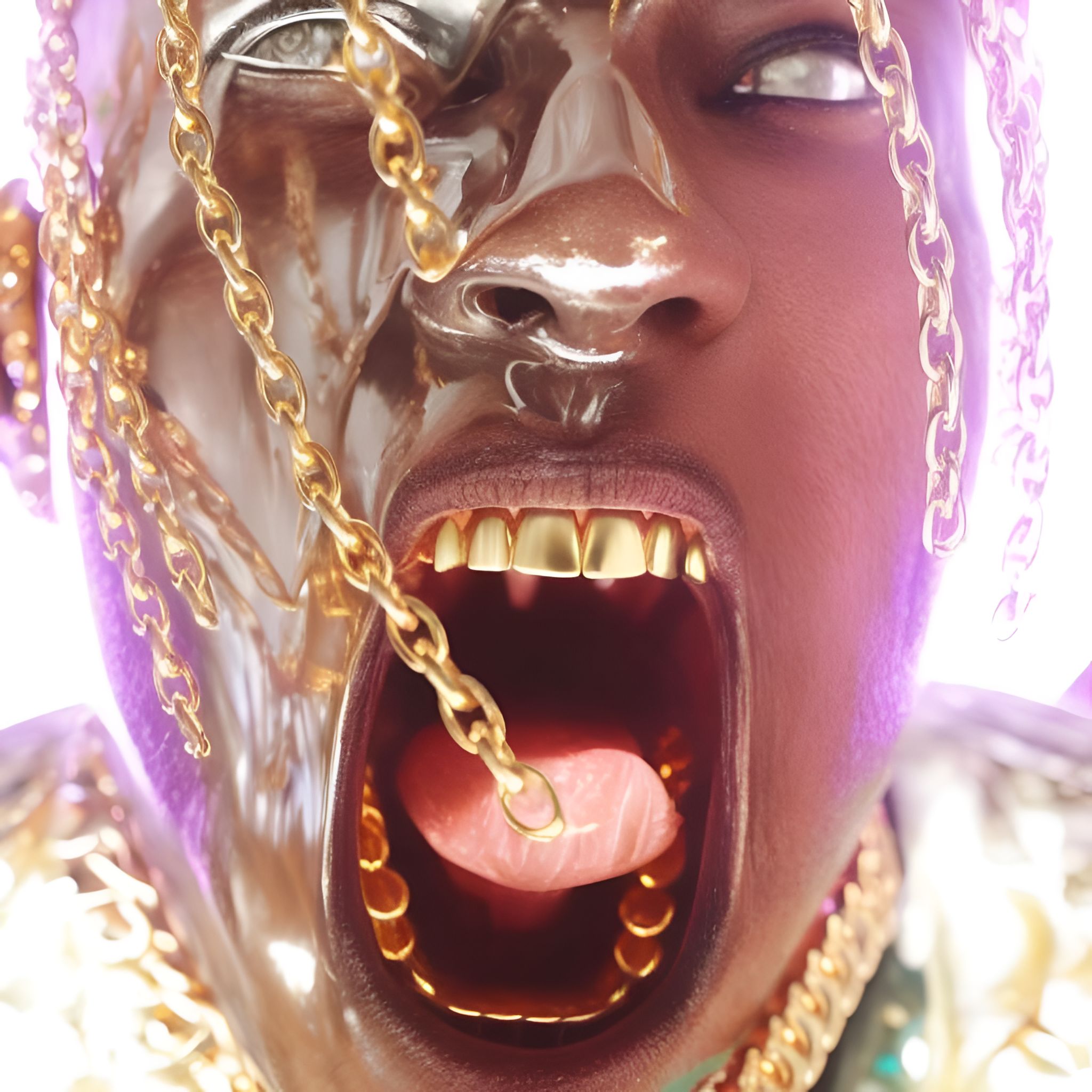 Reck_on-ing: Close up shot, of Gold teeth, hiphop, All you can see is ...