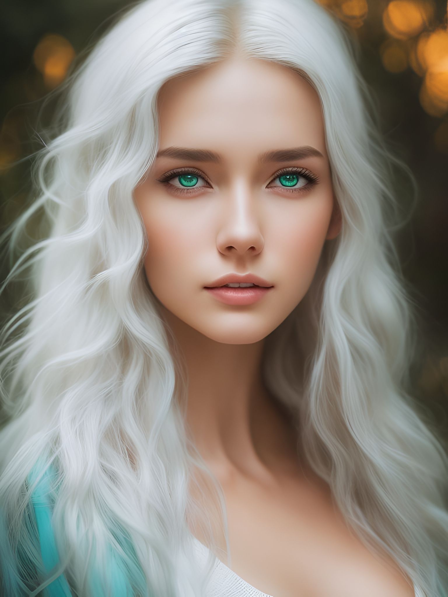 Myndcruzer: female sorcerer, attractive, long, wavy, white hair, silver ...