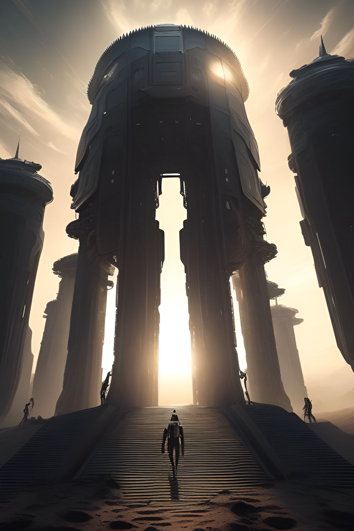 Galumpasaurus: Group walking up stairs, low angle, heroic, dramatic ...